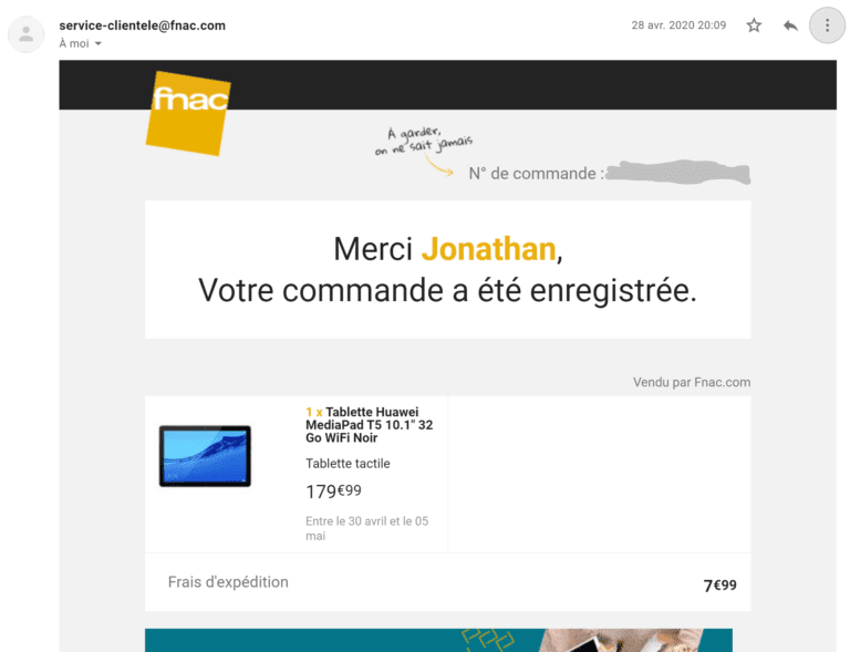 J'ai acheté un truc sur le site de la FNAC : Analyse de leur email de ...